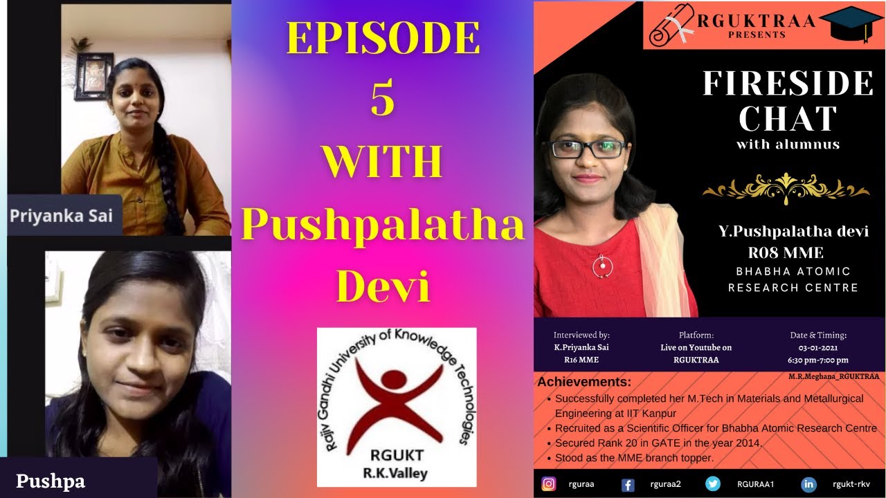 Fireside chat with Alumni | Episode 5 |RGUKT RKV |Y Pushpalatha Devi |K ...