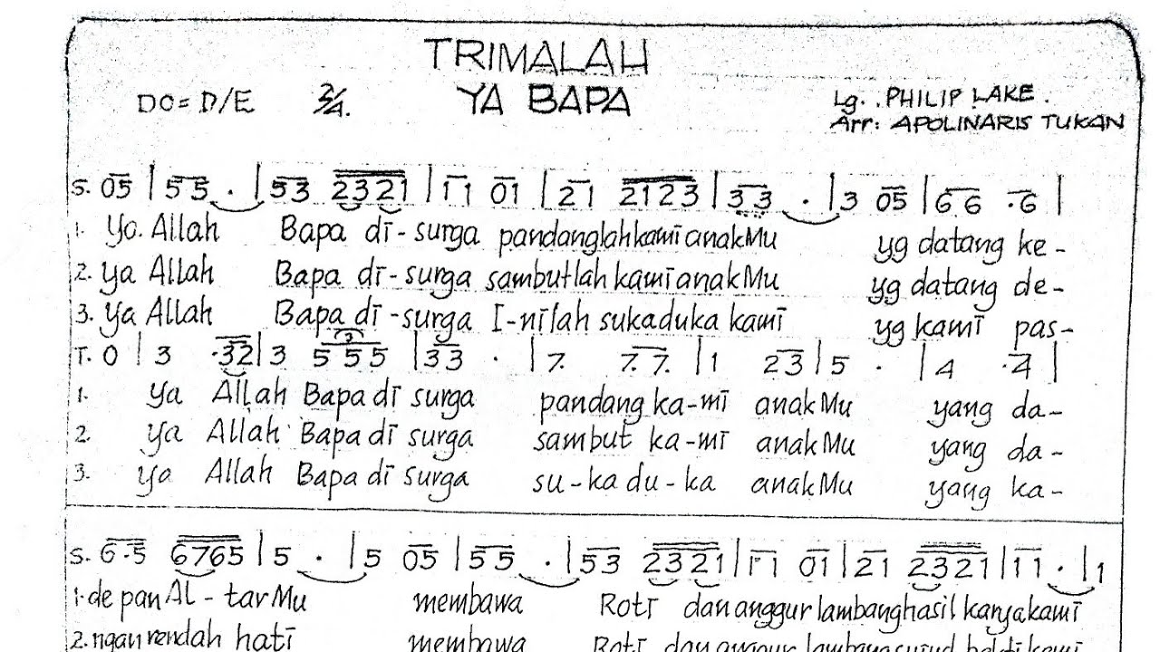 Lagu Misa Persembahan || Trimalah Ya Bapa || Lagu Persembahan Populer ...