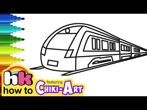 How to Draw a Train Easy | Drawing for kids | Chiki Art | HooplaKidz How To