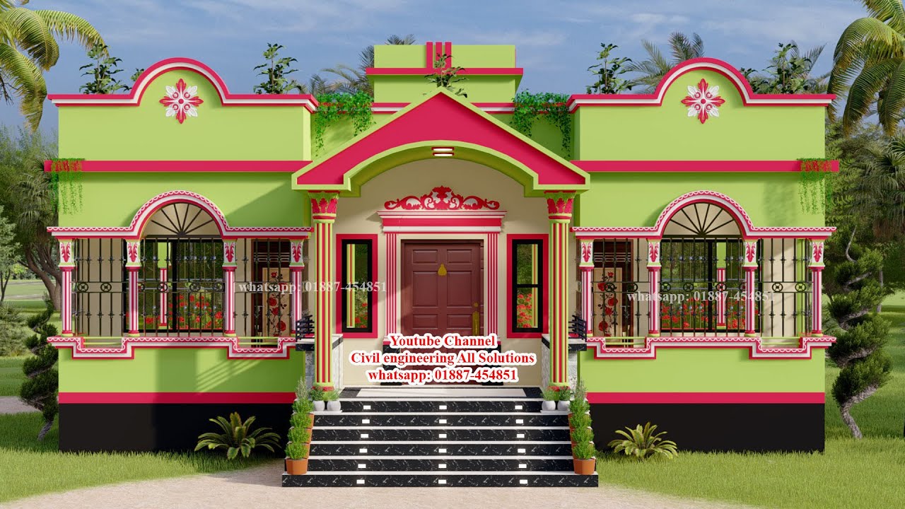 ৪ বেডরুমের বাড়ির ডিজাইন ও খরচ । 4 bedroom house design । Village house design bangladesh ...