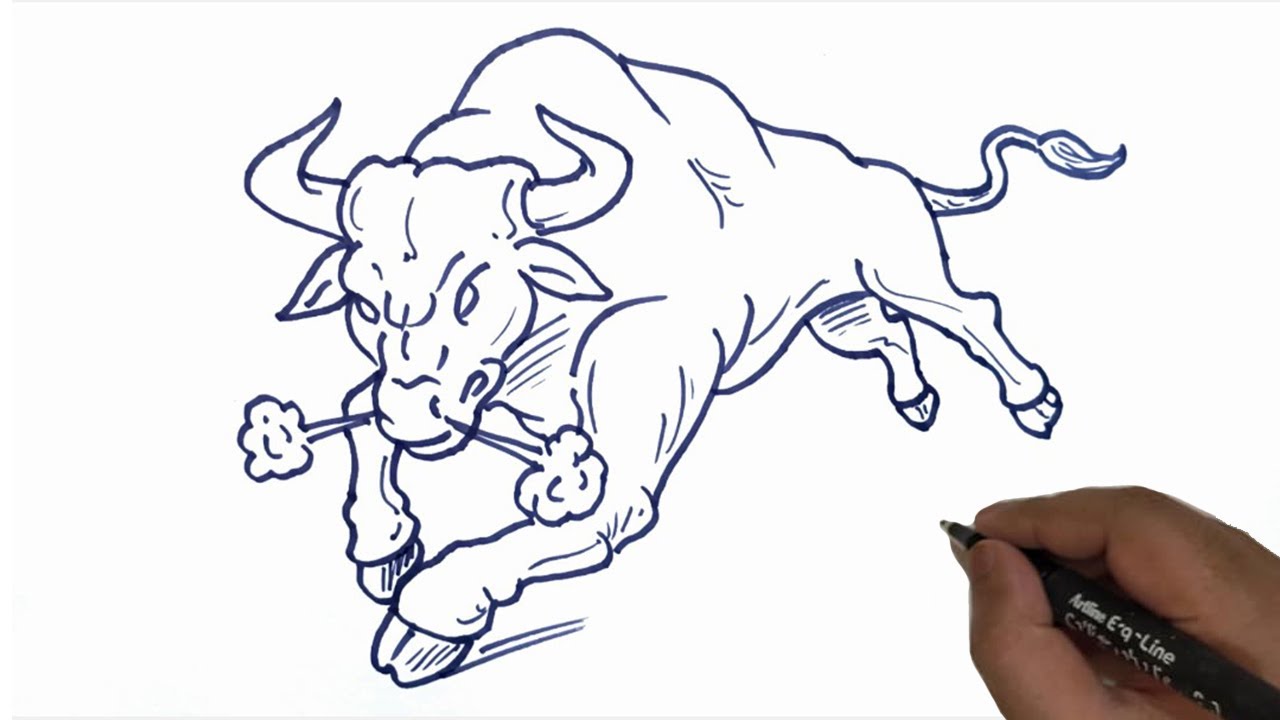 How to Draw a Running Angry Bull Easy. - YouTube