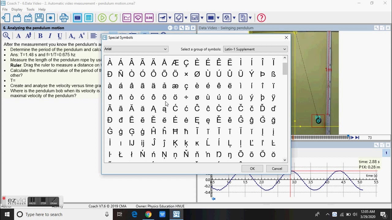 Coach 7-video measurement ( mathatical pendulum motion) - YouTube