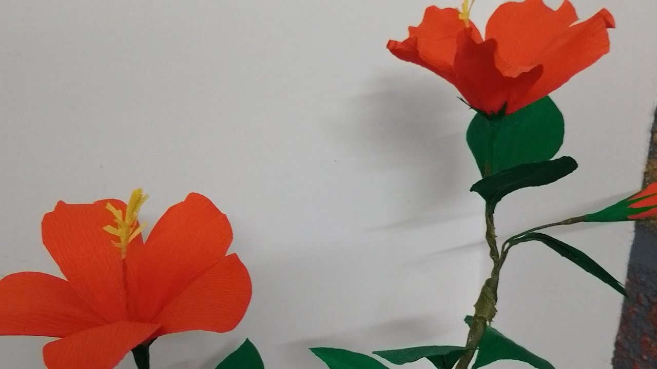 Paper Hibiscus craft #diy#paper flower - YouTube