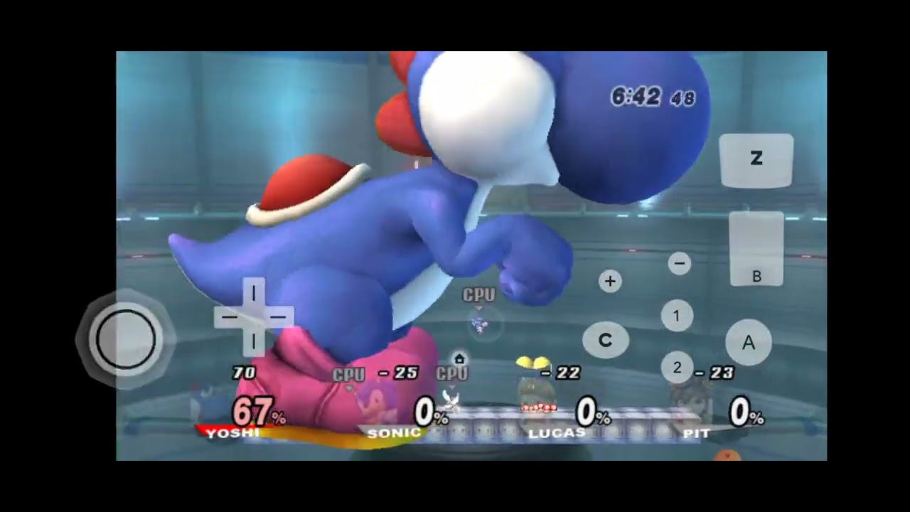 SSBB Hacks: Giant Growing Blue Yoshi vs Sonic, Lucas and Pit - YouTube