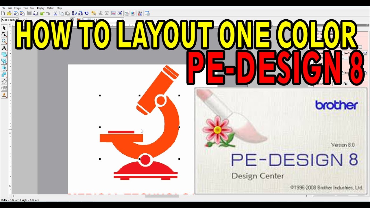 HOW TO LAYOUT EMBROIDERY / ONE COLOR IN PE-DESIGN 8 - YouTube