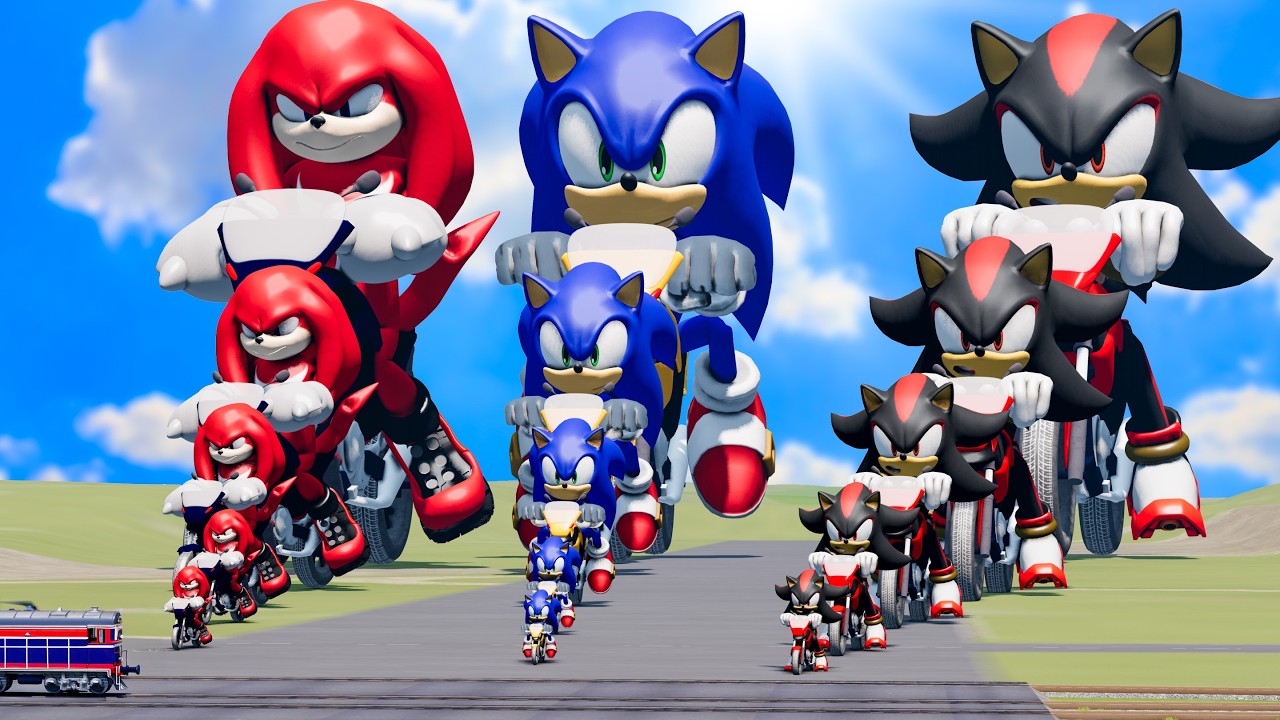 Big & Small: Sonic on a motorcycle vs Shadow on a motorcycle vs ...
