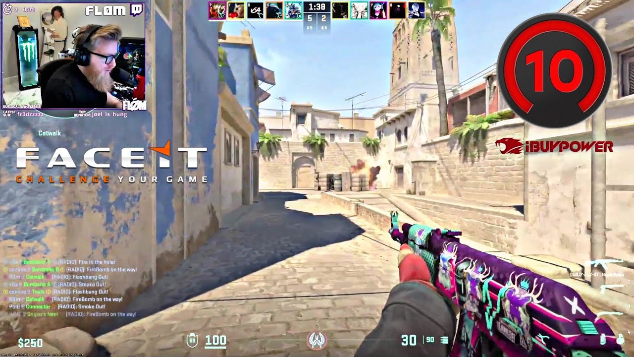 fl0m W/dAVE CS2 FACEIT LVL10 MIRAGE GAMEPLAY ( FULL MATCH VODS ) - YouTube