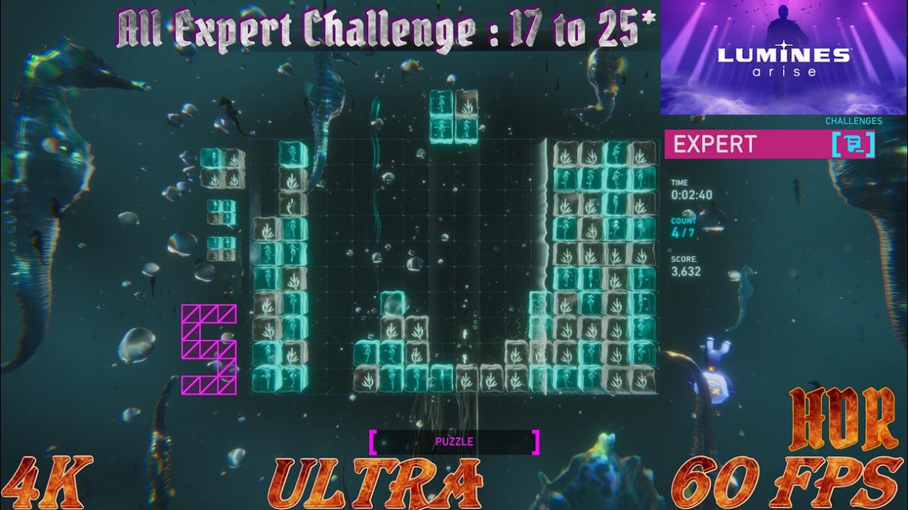 Lumines Arise 🏆 All Expert Challenges : Challenge 17 to 25 (*) [🖥️4K🖼 ...