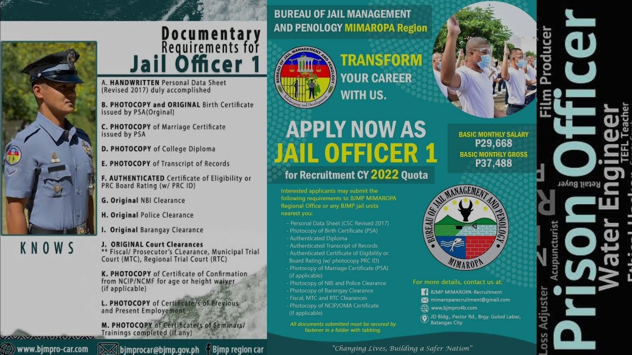 Mag Apply na sa BJMP 2022 Quota | Qualifications, Requirements and ...