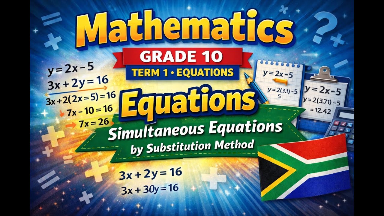 Mathematics Grade 10 Equations - Simultaneous Equations by Substitution ...