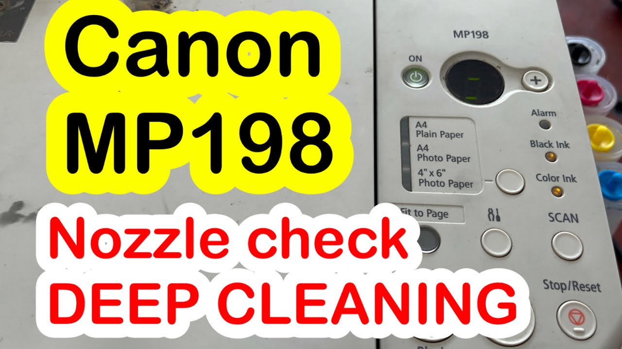 Canon MP198 Manual Deep Cleaning and Nozzle check with Suction - YouTube