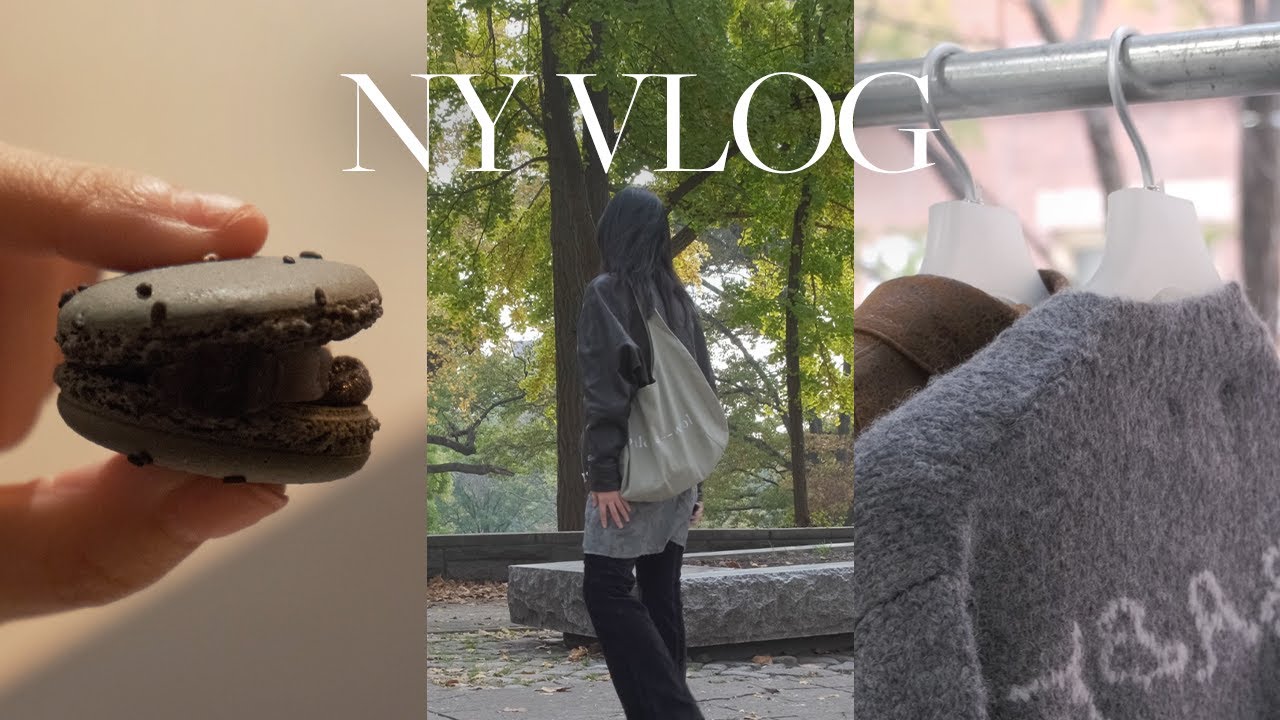 Ny Vlog 소호 팔로마울 팝업 레이어드 스커트 니트 쇼핑 뉴욕 일상 일본 찻집 말차라떼 흑임자 마카롱