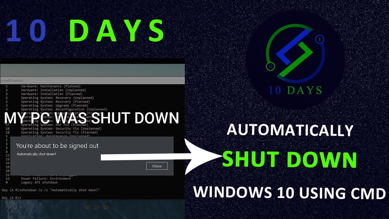 Shut Down Your Computer At A Specific Time - 10 Days - YouTube