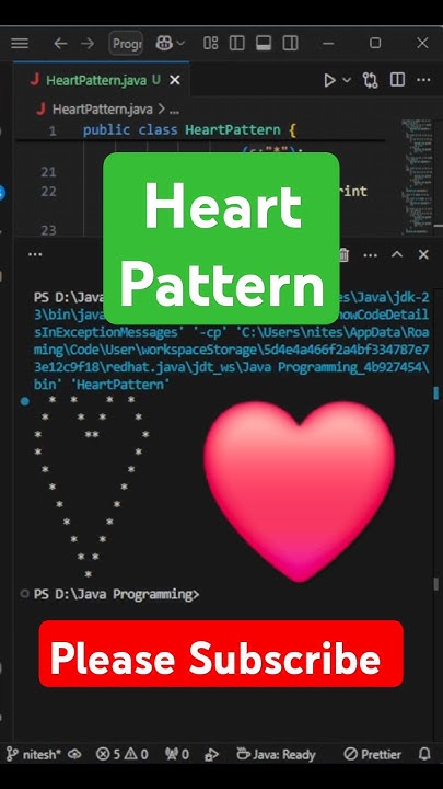 Create A Full Heart In Java 💻 Easy Coding Tutorial Coding Shorts Pattern Java Javatutorial