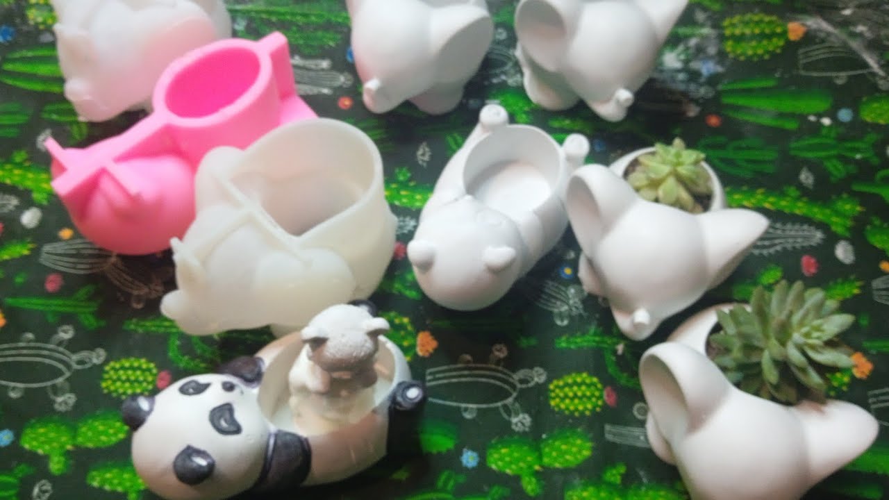 Macetas de yeso como se hacen. - YouTube