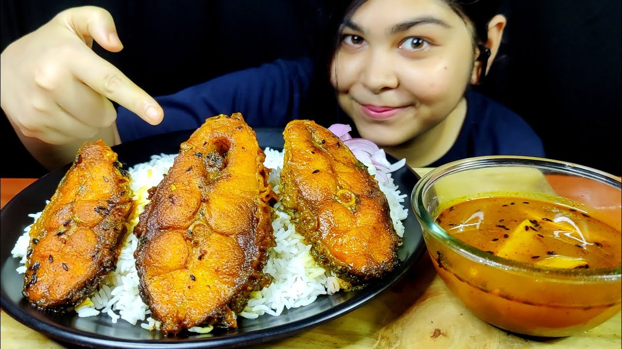 Eating Spicy Katla Fish Curry & Plain Rice | Mukbang | Eating Show ...