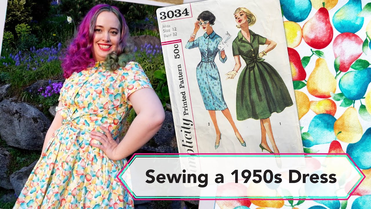 Sewing a fruit themed 1950s dress | Vintage sewing project + sew with ...