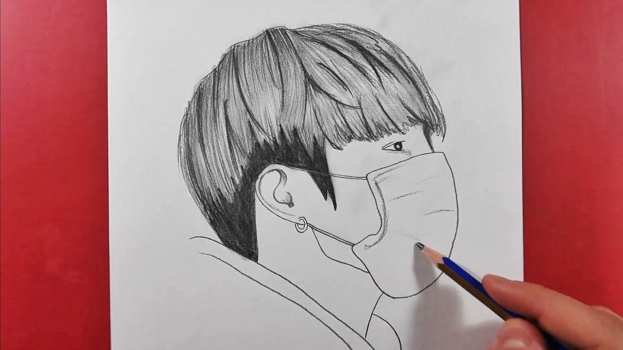 How To Draw BTS Jungkook / Easy Drawing With Pencil Tutorial Art / ma ...