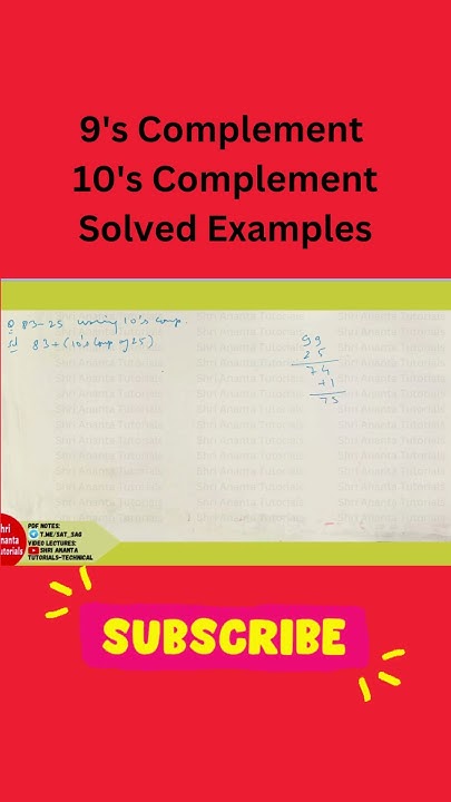 Solved Examples on Subtraction using 9's complement and 10's Complement I Hindi #shorts - YouTube