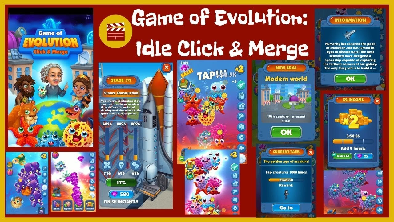 Game of Evolution: Idle Click & Merge - Scene 29. Construction of the ...