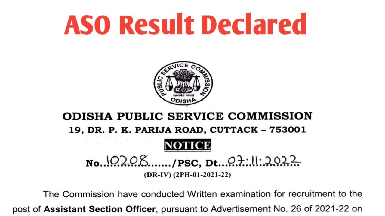 OPSC ASO Result Declared - YouTube