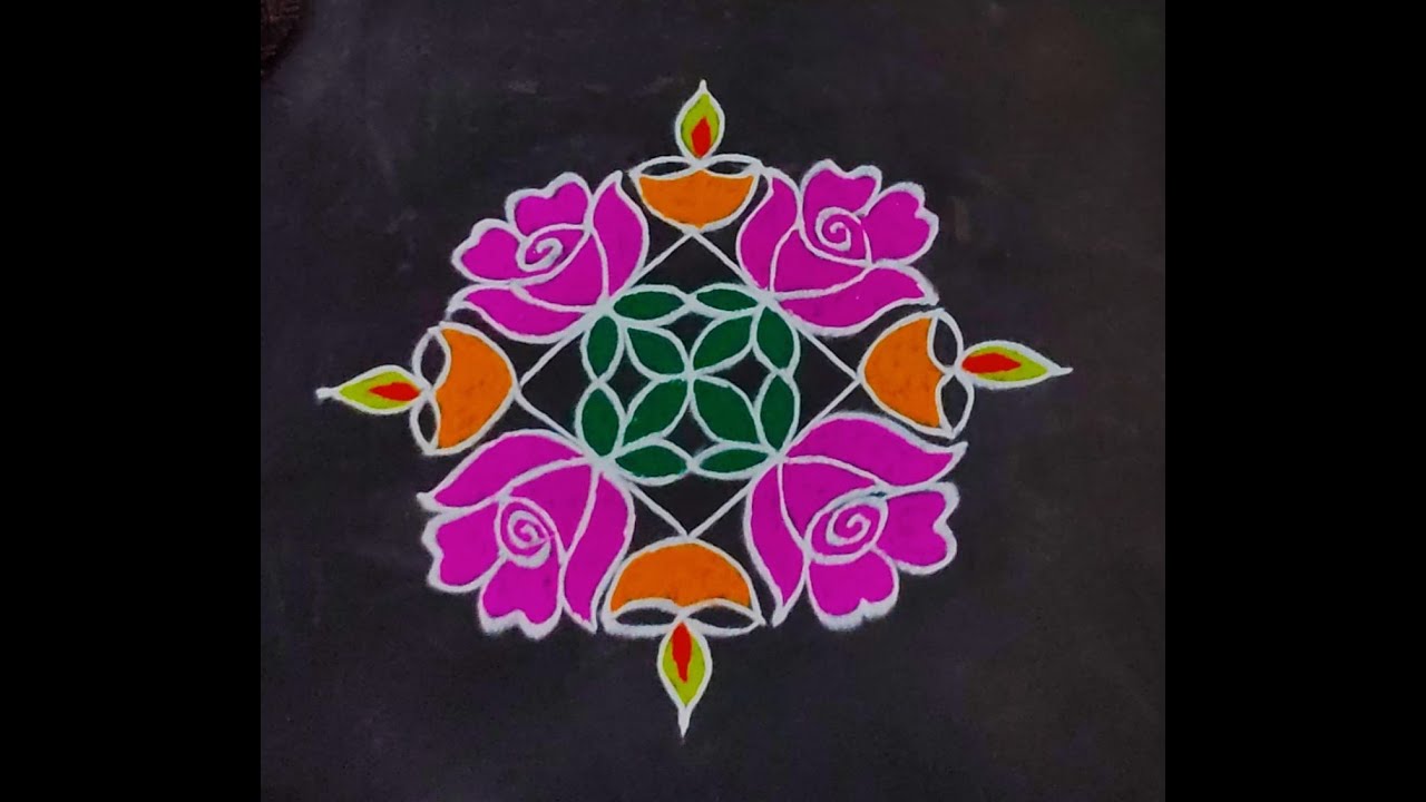 5 to 5 dots easy rangoli ll - YouTube
