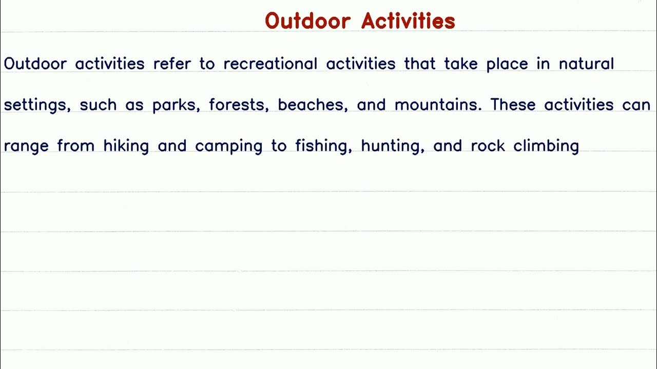 Short Paragraph on Outdoor Activities - YouTube