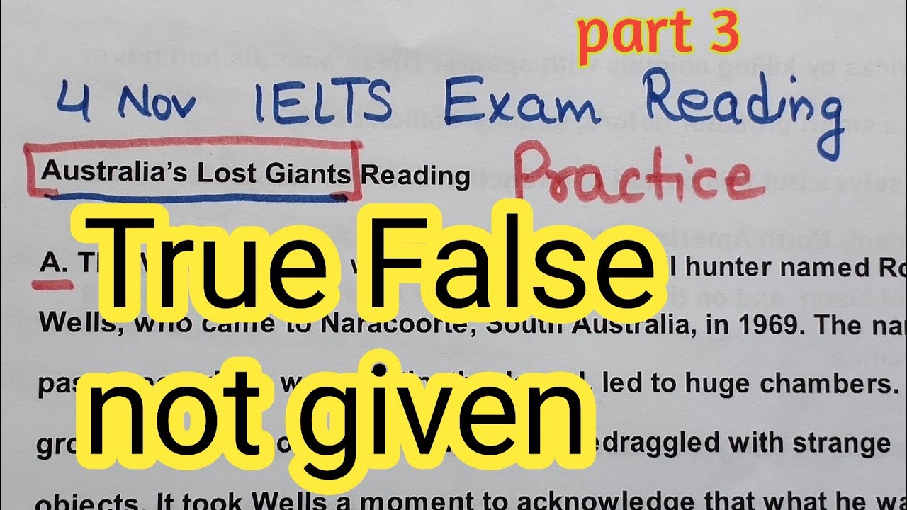 ielts reading Tips and Tricks || ieltsrecent exam Reading | True'False ...
