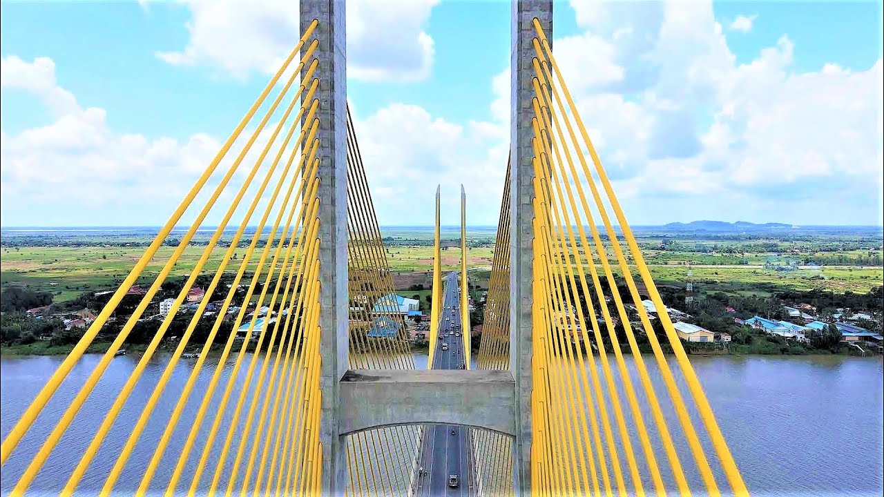 Cambodia from the sky-Neak Loeung (TSUBASA) Bridge (Part 1) by Drone ...