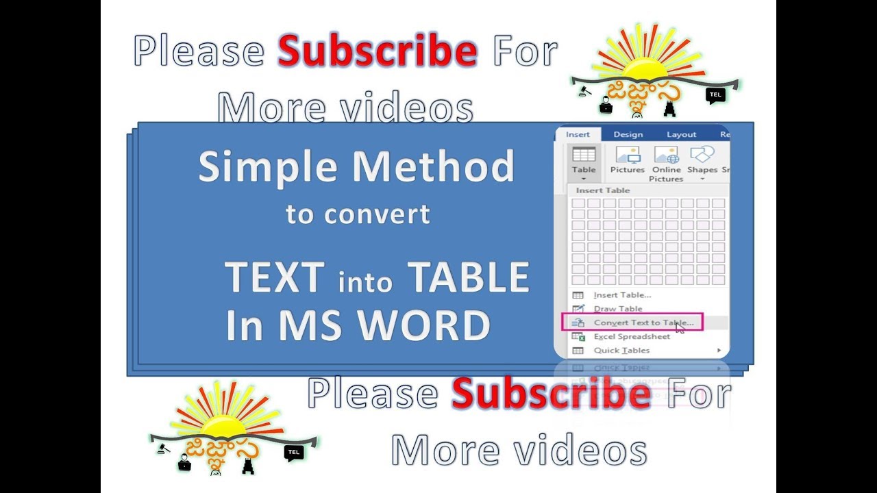 Simple Method To Convert TEXT Into TABLE In MSWORD YouTube simple-method-to-convert-text-into-table-in-msword-youtube