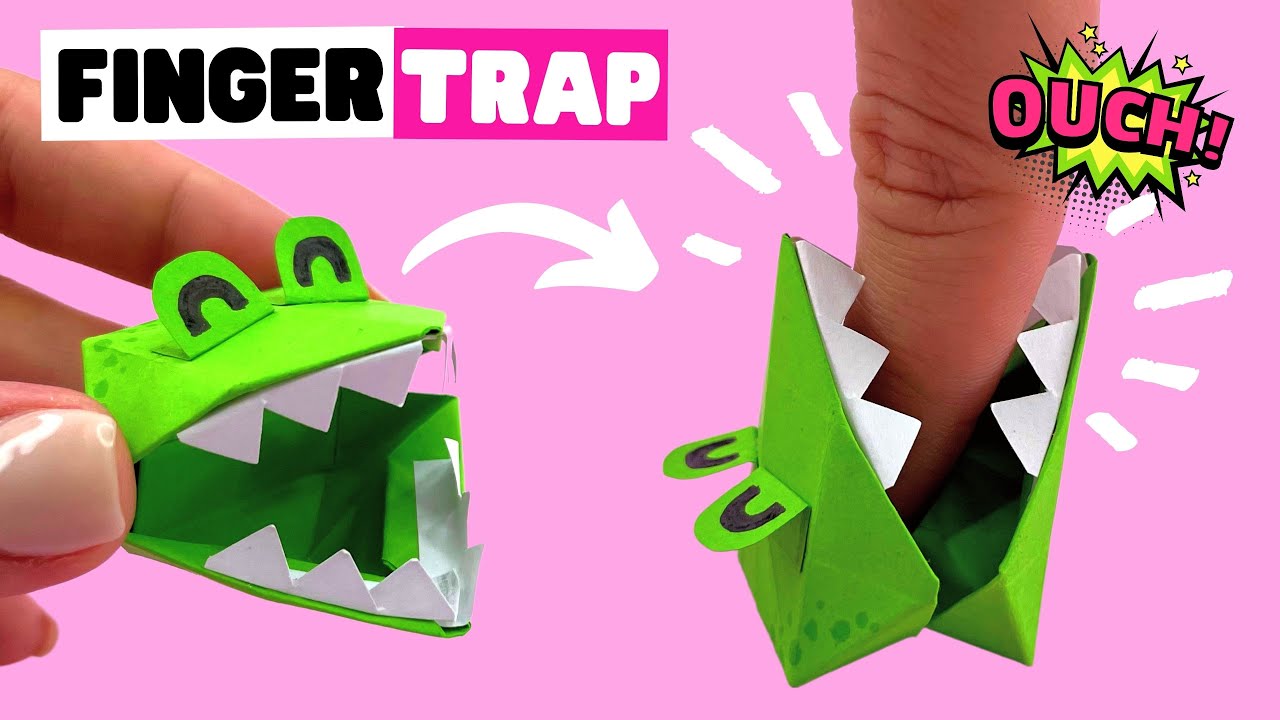 How to make origami FINGER TRAP [origami crocodile] - YouTube