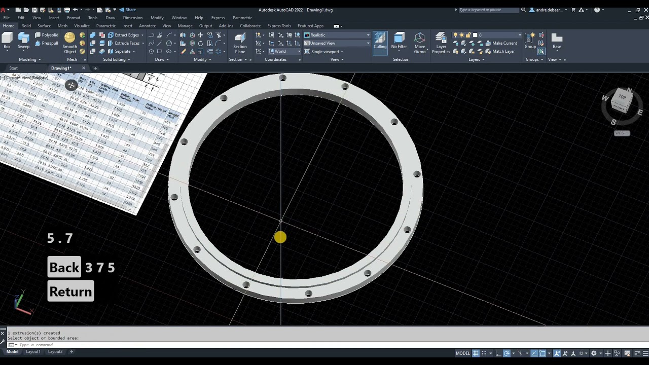 AutoCAD : How to draw a pipe and flange - YouTube