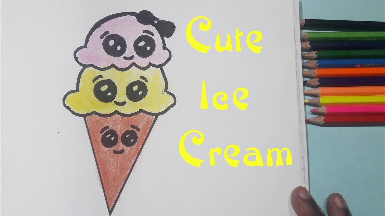 How to Draw a Cartoon Ice Cream Cone - Drawing A Cute Ice Cream Cone ...
