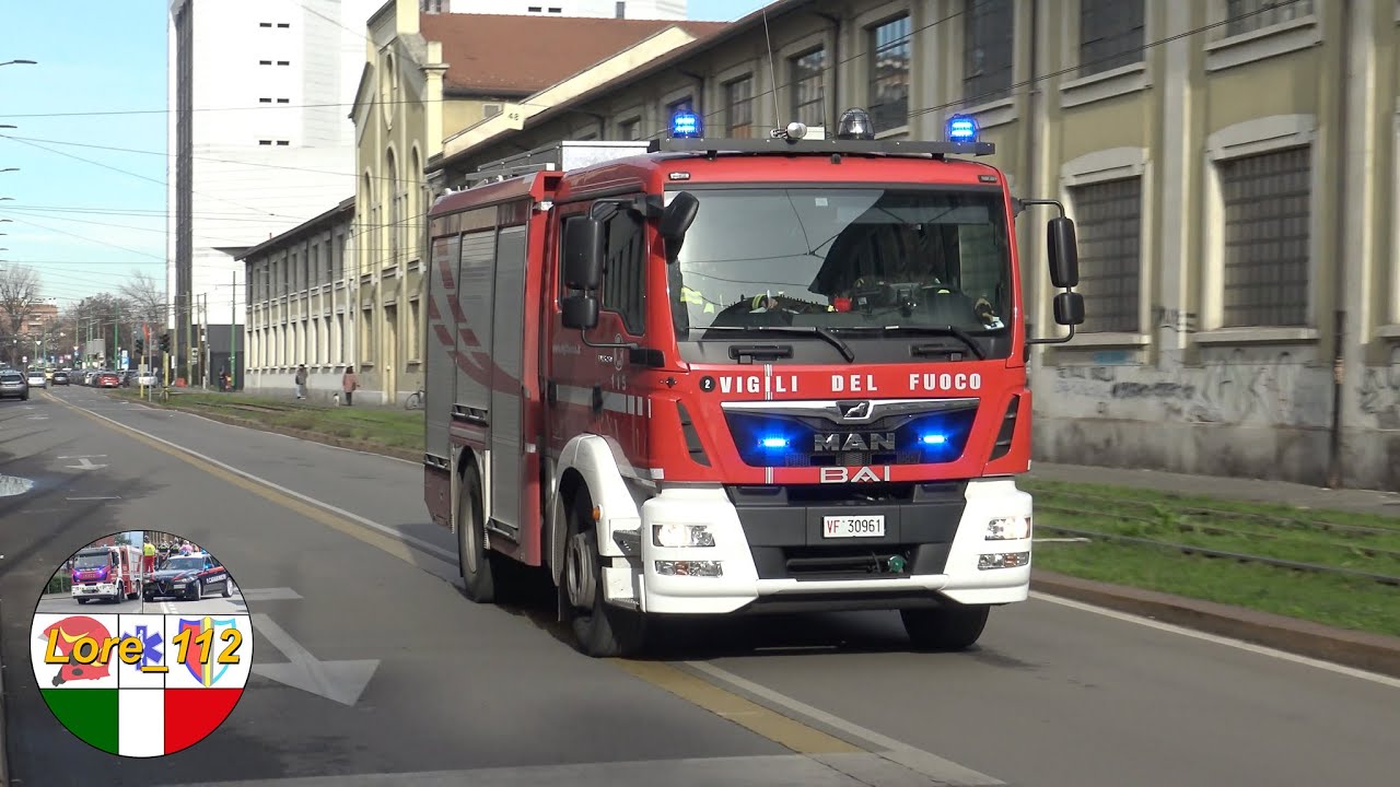 APS MAN Vigili del Fuoco Milano/Milano fire truck responding - YouTube