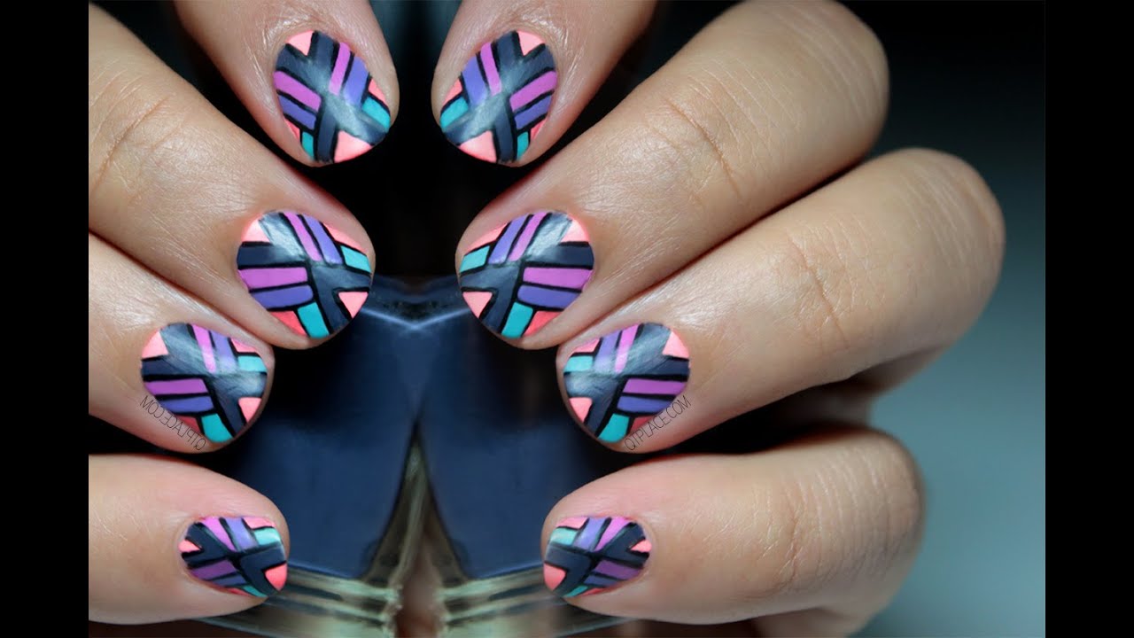 MATTE Geometric Tribal nails - YouTube