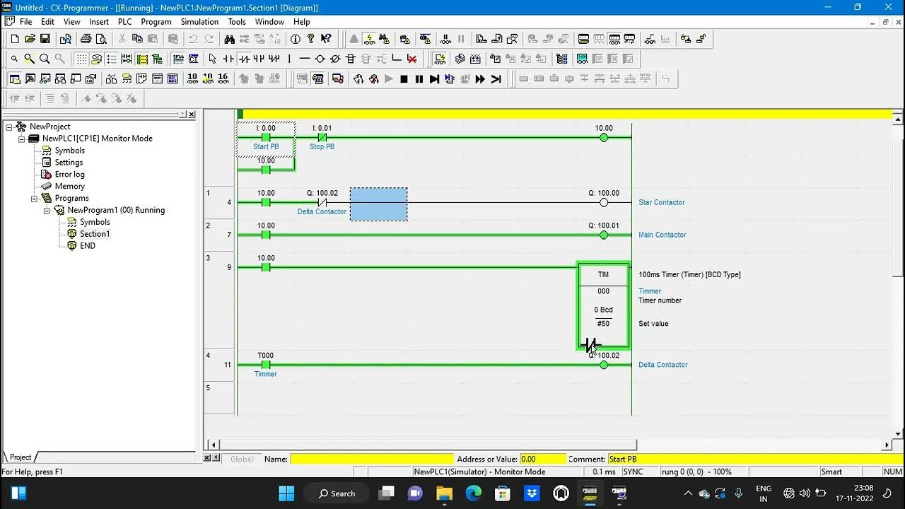 How to create Star delta starter in Omron PLC by using Cx programmer software - YouTube