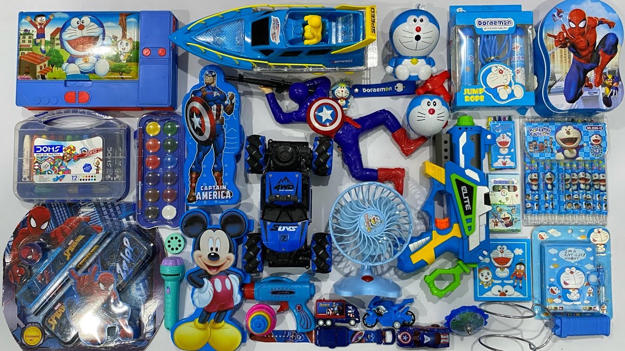 Ultimate Blue toys Collection - boat, piggy bank, pencil box, mini fan ...