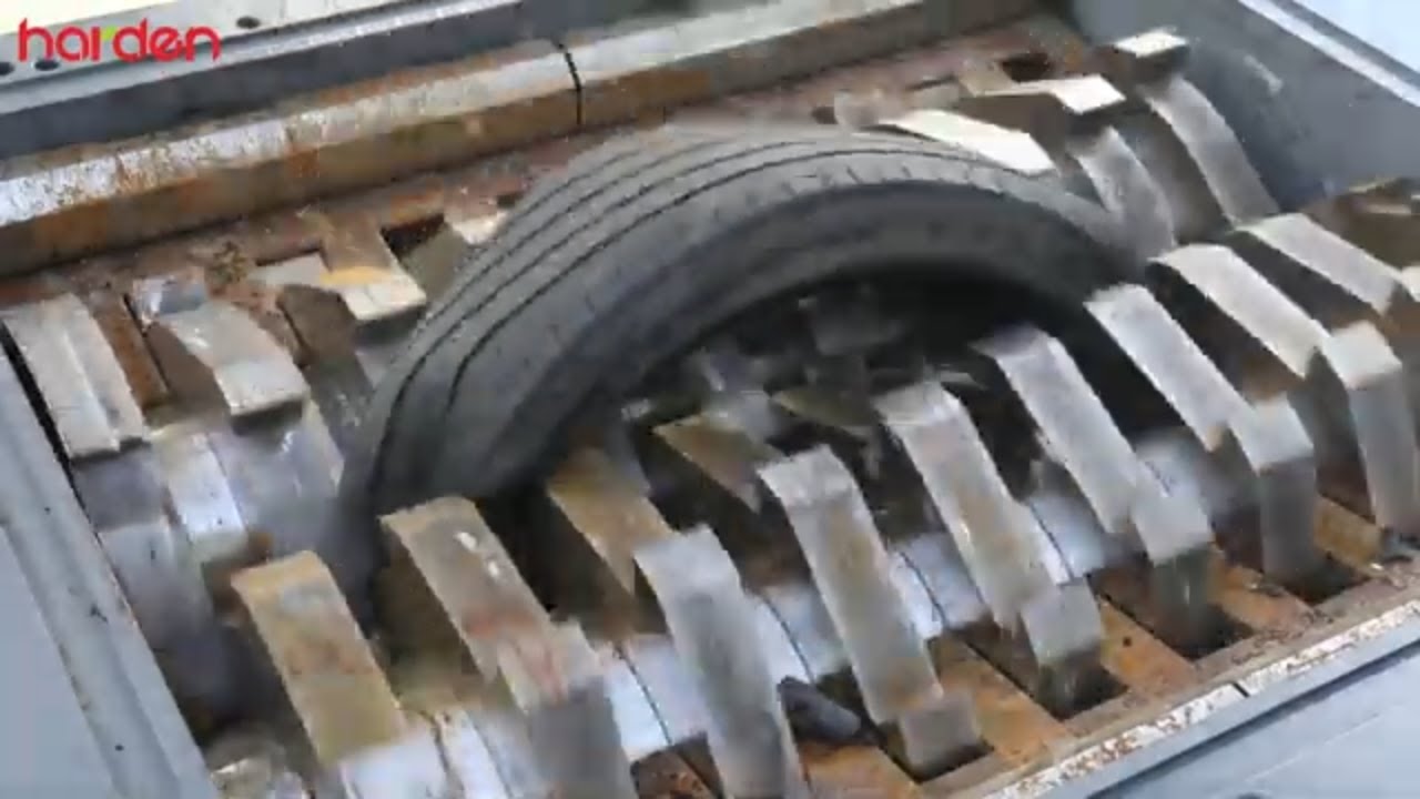 Double Shaft Shredder Shreds Waste Rubber Tires, Waste Rubber Tires ...