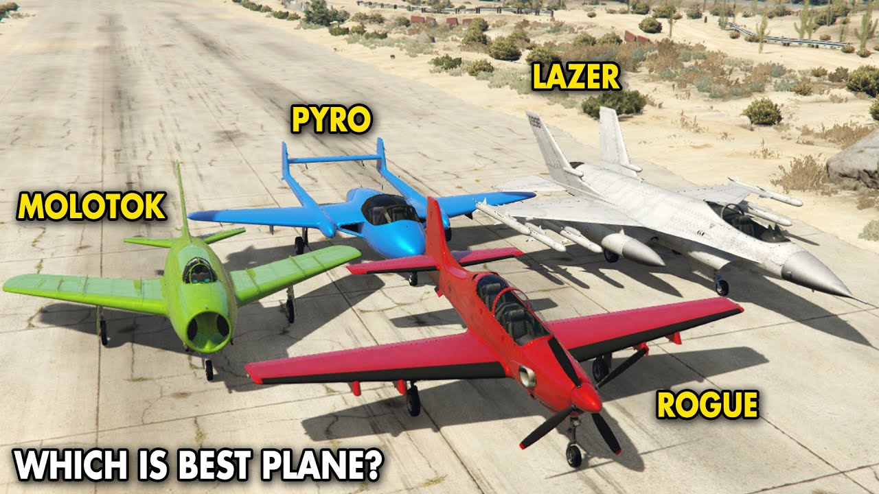 GTA 5 ONLINE WHICH IS BEST PLANE: MOLOTOK VS PYRO VS LAZER VS ROGUE ...