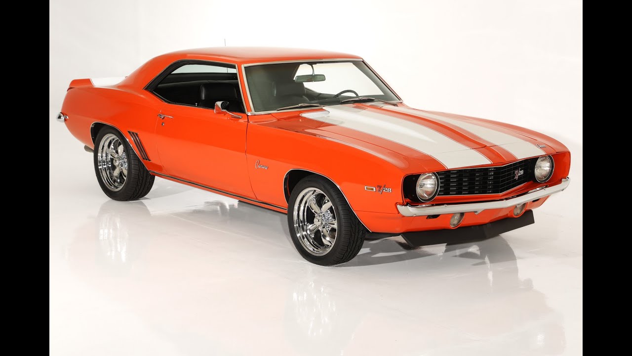 1969 CHEVROLET CAMARO HUGGER ORANGE Z28 OPTIONS WHITE STRIPES, BLACK ...