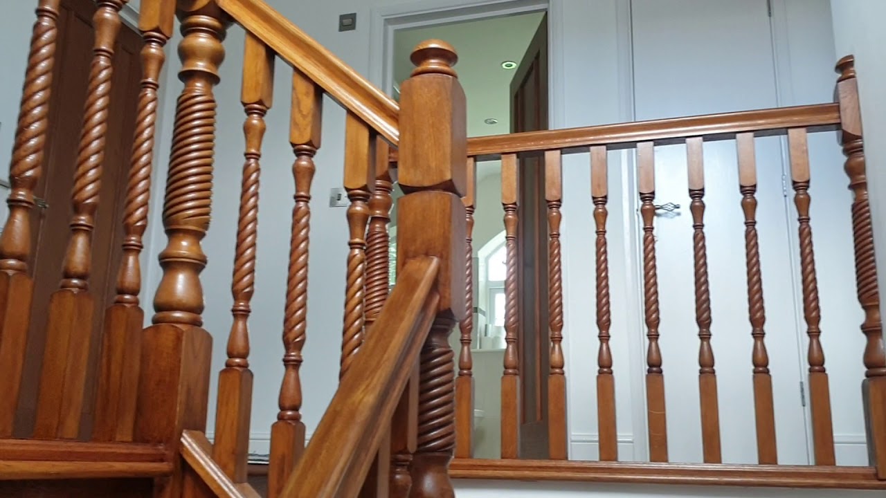 Oak Staircase Re-Finishing and French Polishing - YouTube