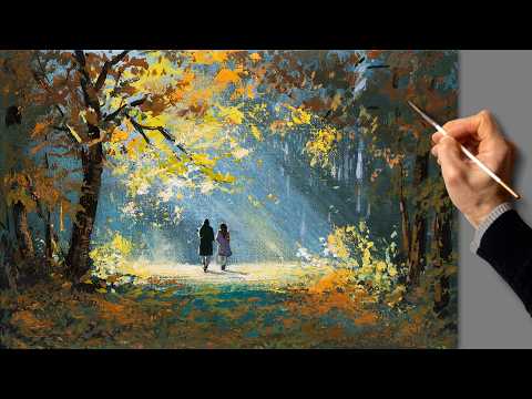 Forest Landscape Acrylic Painting on Canvas / Satisfying Art / Timelapse | Kunst Malerei Zeichnen