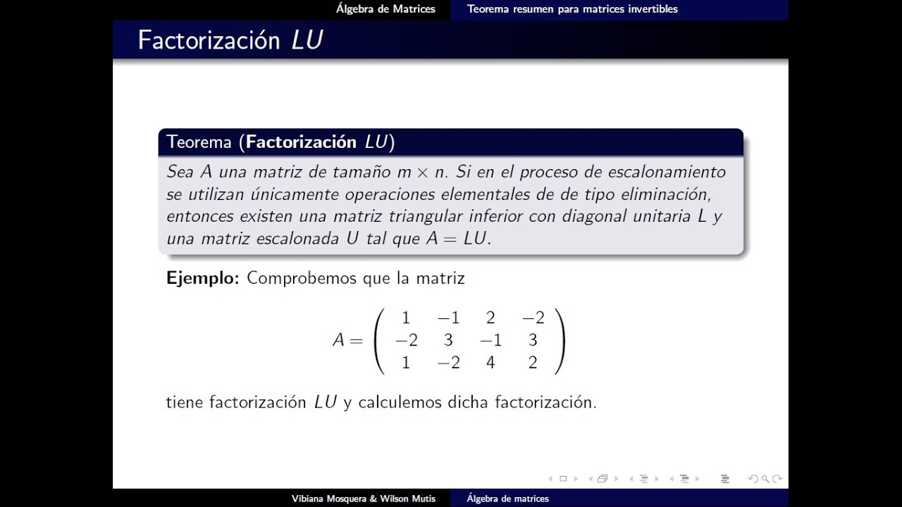 Clase-Factorizacion LU de matrices - YouTube