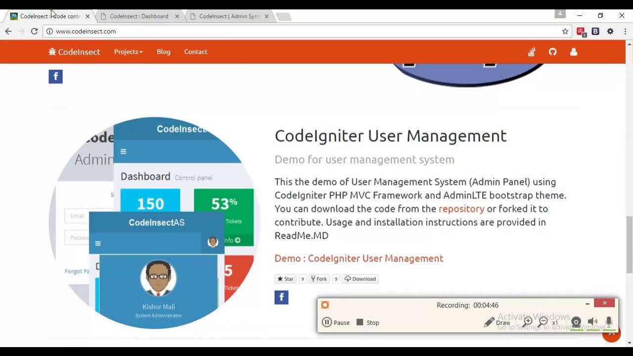 CodeIgniter Admin Panel Demo - AdminLTE - YouTube
