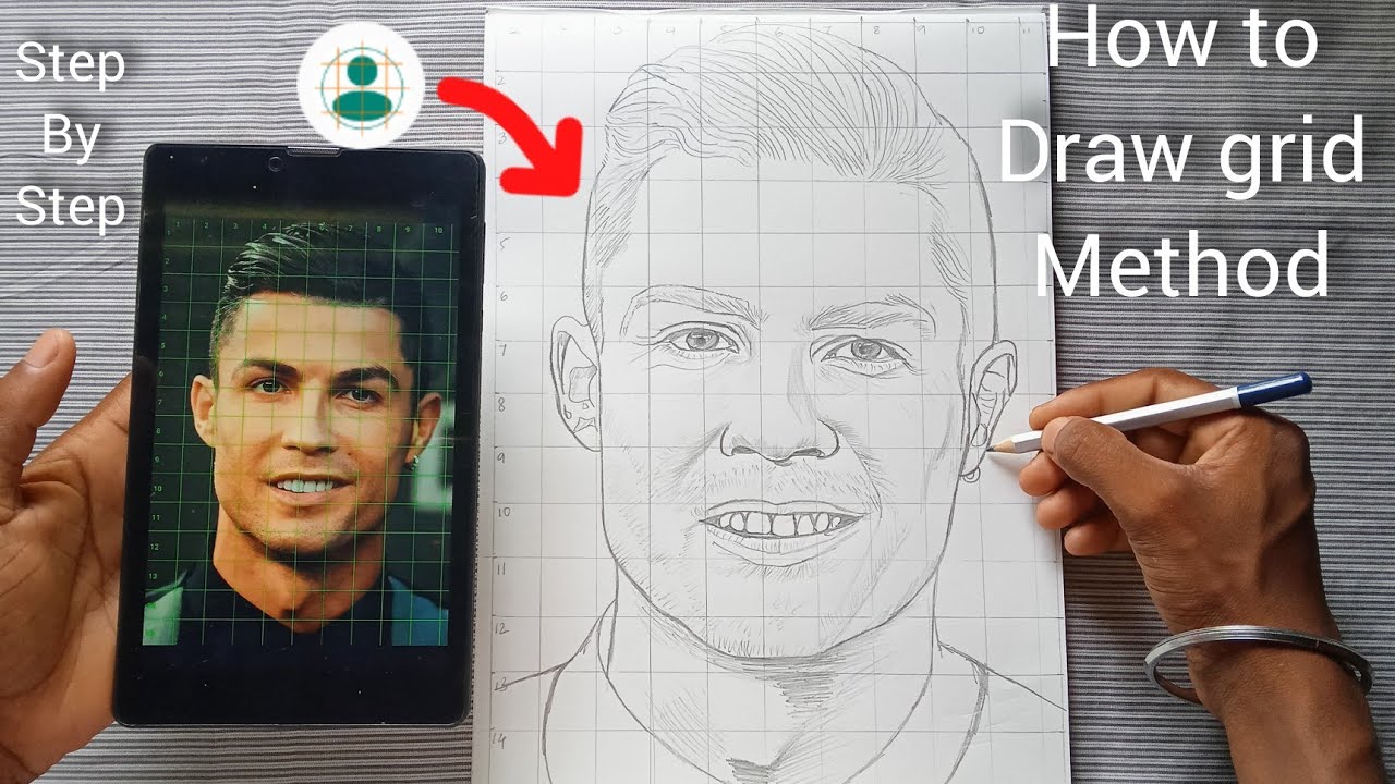 How to draw Cristiano Ronaldo with grid method | Easy Cristiano Ronaldo ...
