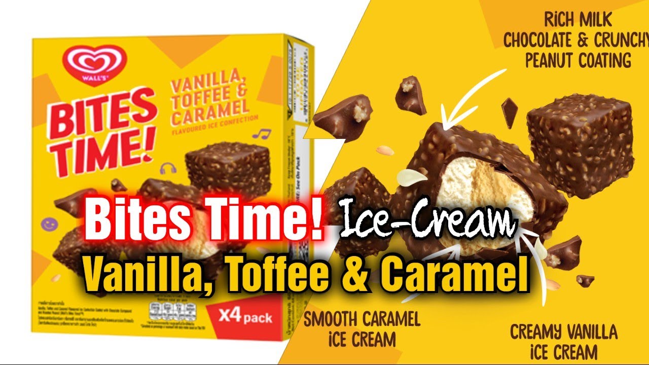 Wall's Bites Time Vanilla Toffee & Caramel Ice Cream - YouTube