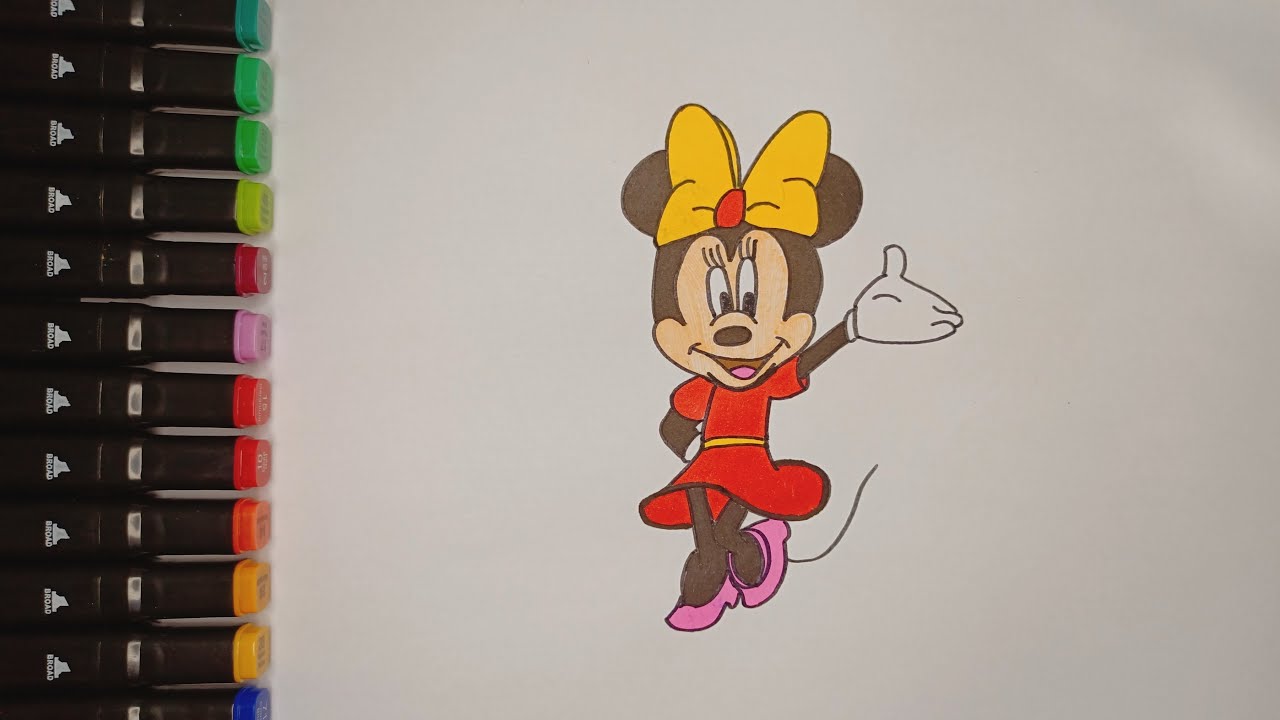 How To Draw Minnie Mouse || Menggambar Dan Mewarnai Minnie Mouse - YouTube