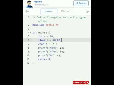 Printing int, float and char values using c in tamil | #happycoding # ...