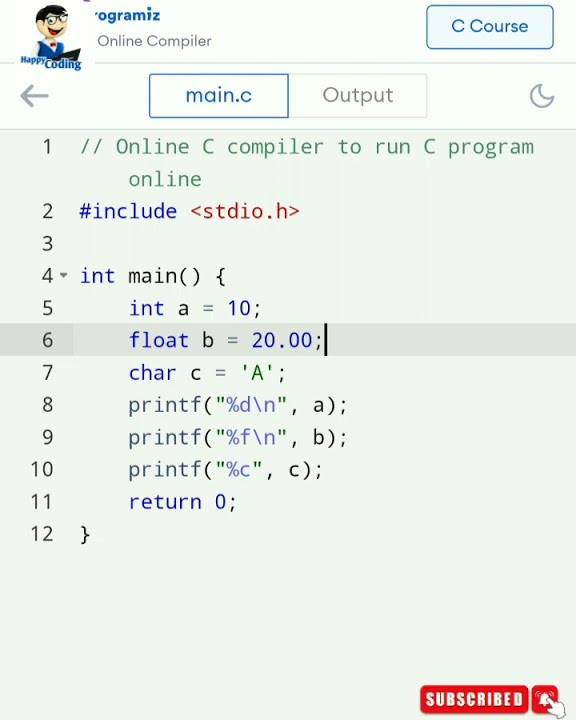 Printing Int Float And Char Values Using C In Tamil Happycoding Cprogramming Programming