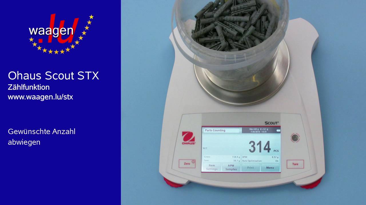 Waage Ohaus Scout STX: Zählfunktion - YouTube